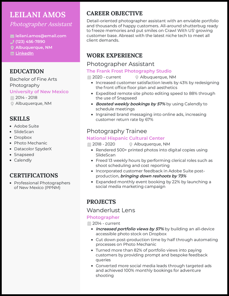 11 Real Photographer Resume Examples That Worked in 2025