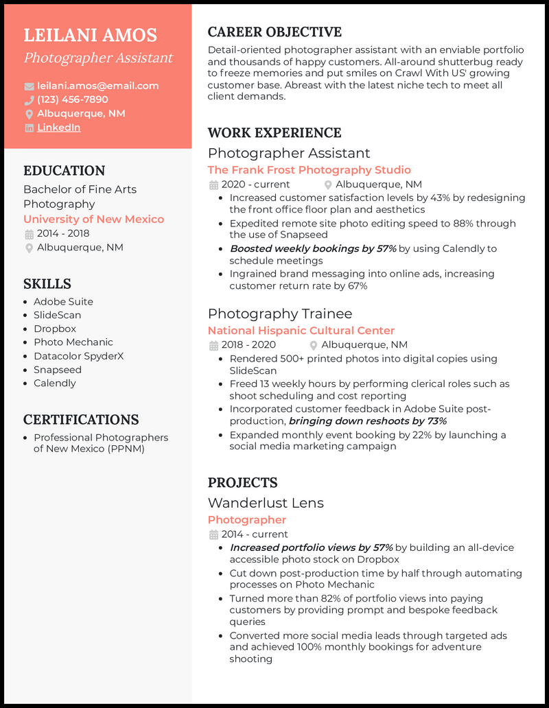 11 Real Photographer Resume Examples That Worked in 2025