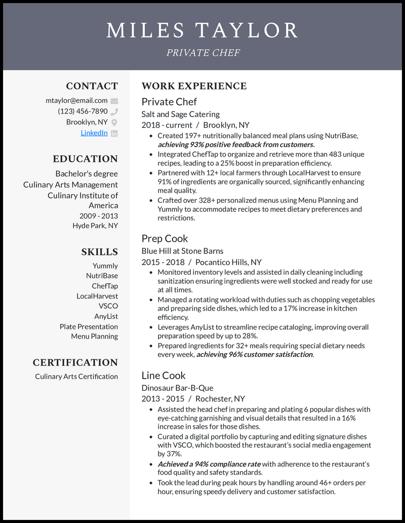 7 Chef Resume Examples [& Templates]