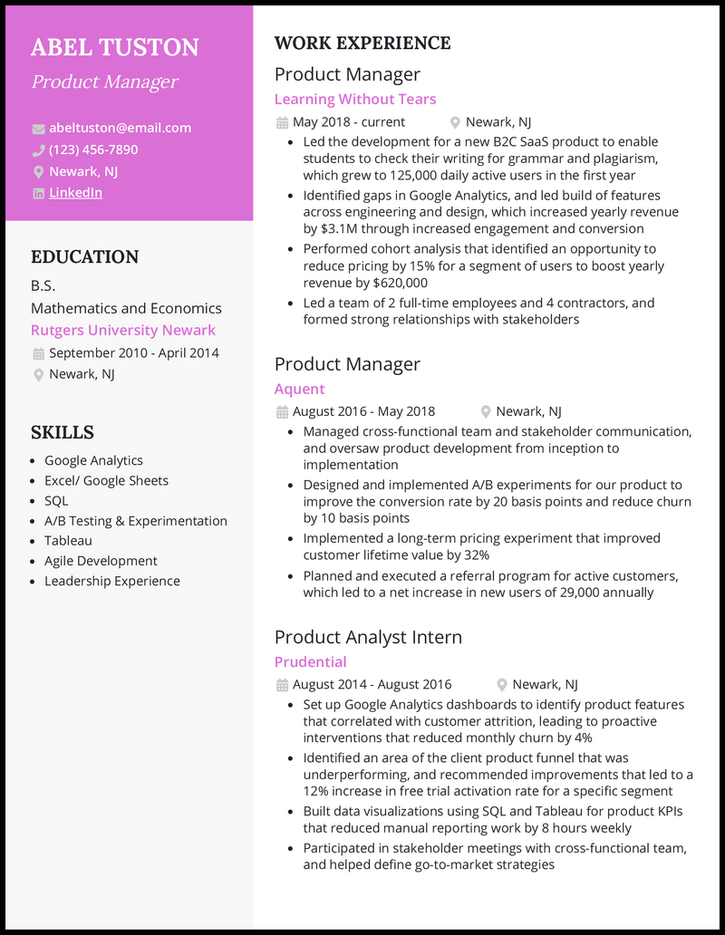 40 Product Manager Resume Examples That Worked in 2024
