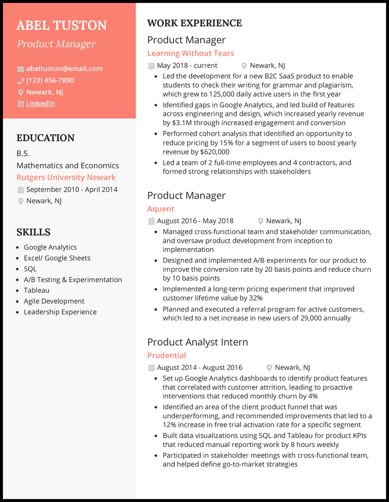 40 Product Manager Resume Examples That Worked in 2024