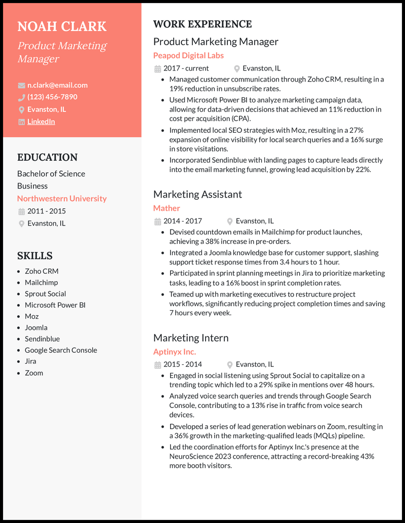 5 Product Marketing Manager Resume Examples & Guide