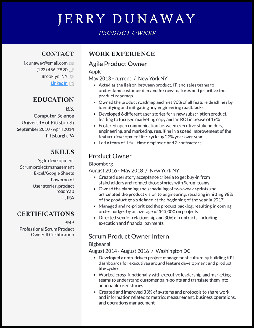 11 Product Owner Resume Samples for 2025