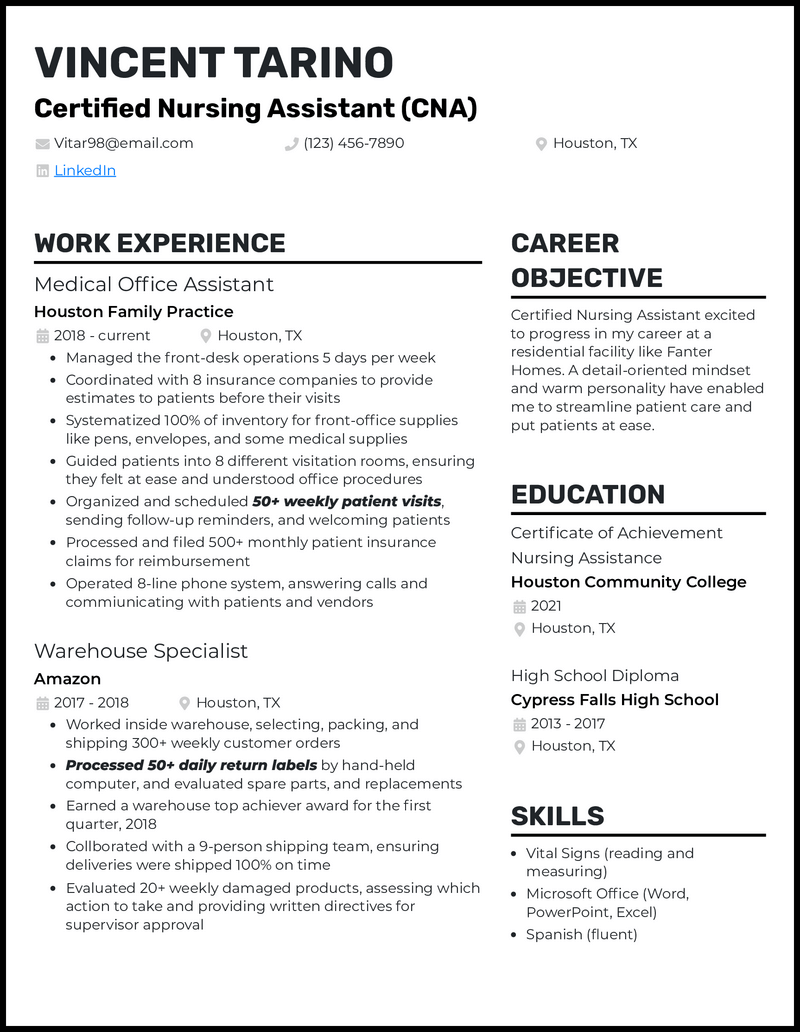 3 Beginner CNA Resume Examples, Templates, & Tips