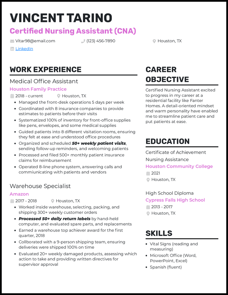 3 Beginner CNA Resume Examples, Templates, & Tips