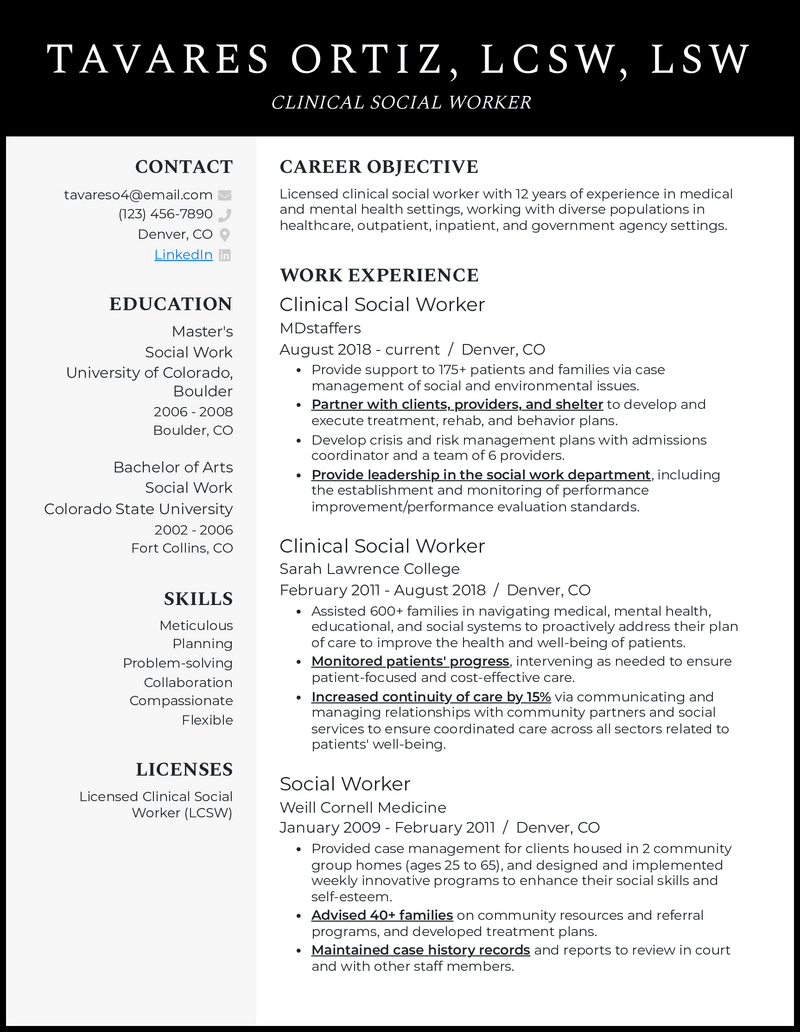 3 Clinical Social Worker Resume Examples [& Templates]