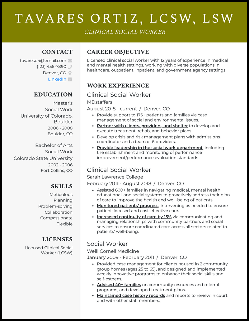 3 Clinical Social Worker Resume Examples [& Templates]
