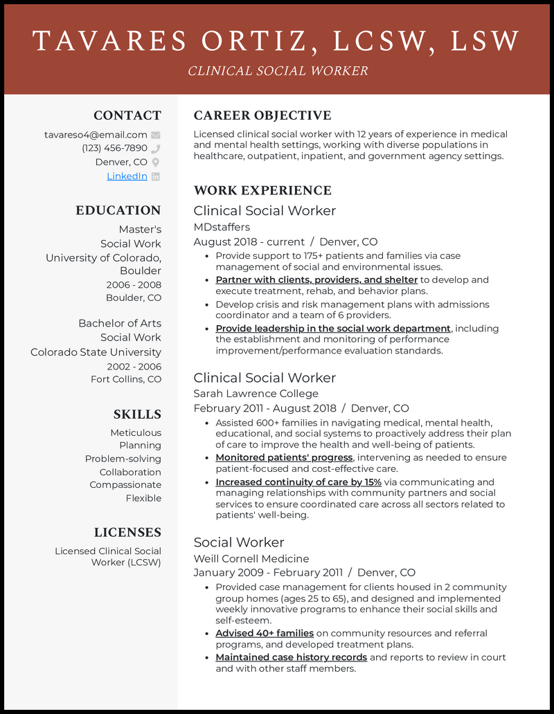 3 Clinical Social Worker Resume Examples [& Templates]