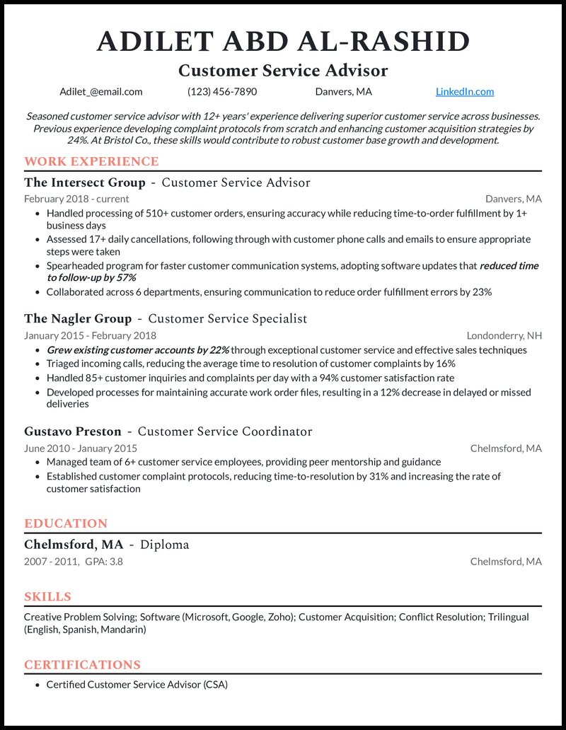 3 Customer Service Advisor Resume Templates & Examples for 2026