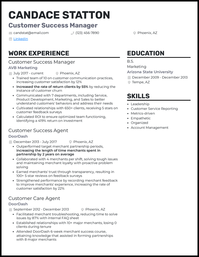 3 Customer Success Manager Resume Examples for 2024