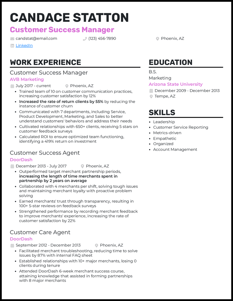 3 Customer Success Manager Resume Examples for 2024