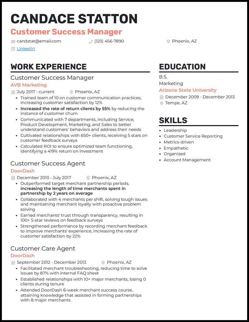 3 Customer Success Manager Resume Examples for 2024