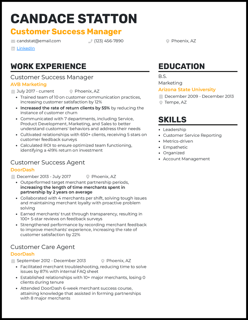 3 Customer Success Manager Resume Examples for 2024