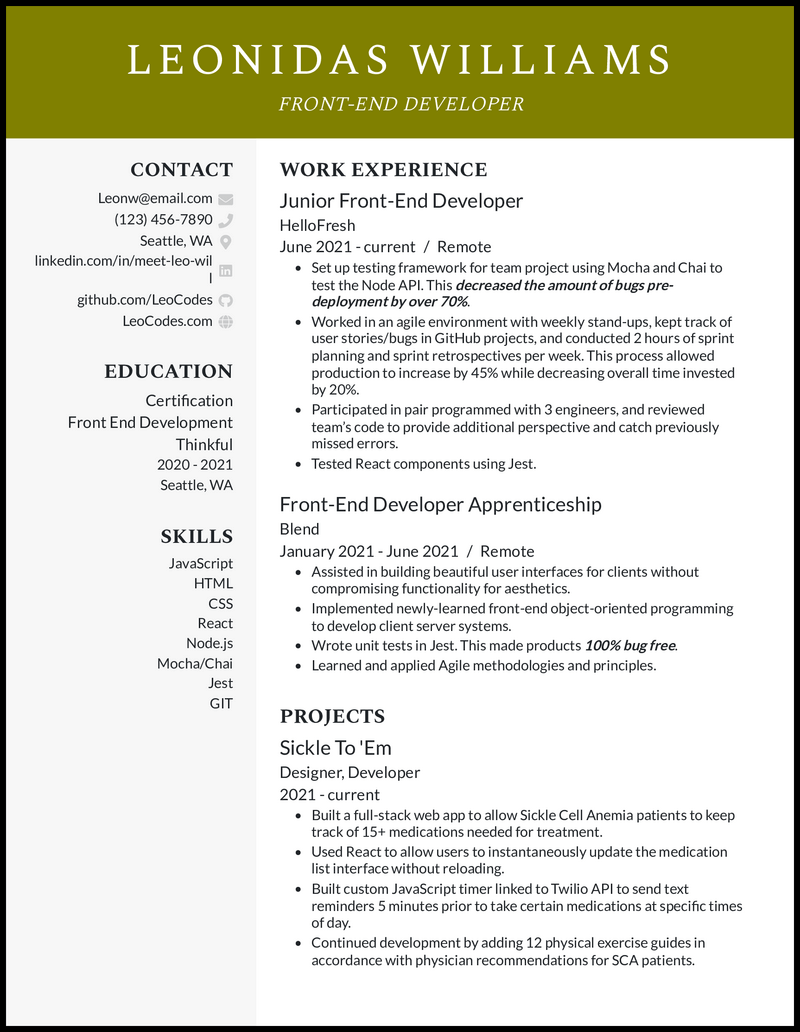 3 Real Entry-Level Front End Developer Resume Examples That Worked in 2025