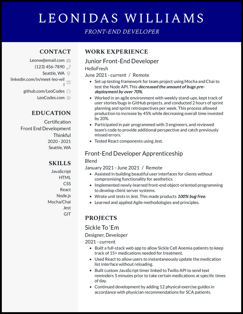 3 Real Entry-Level Front End Developer Resume Examples That Worked in 2025
