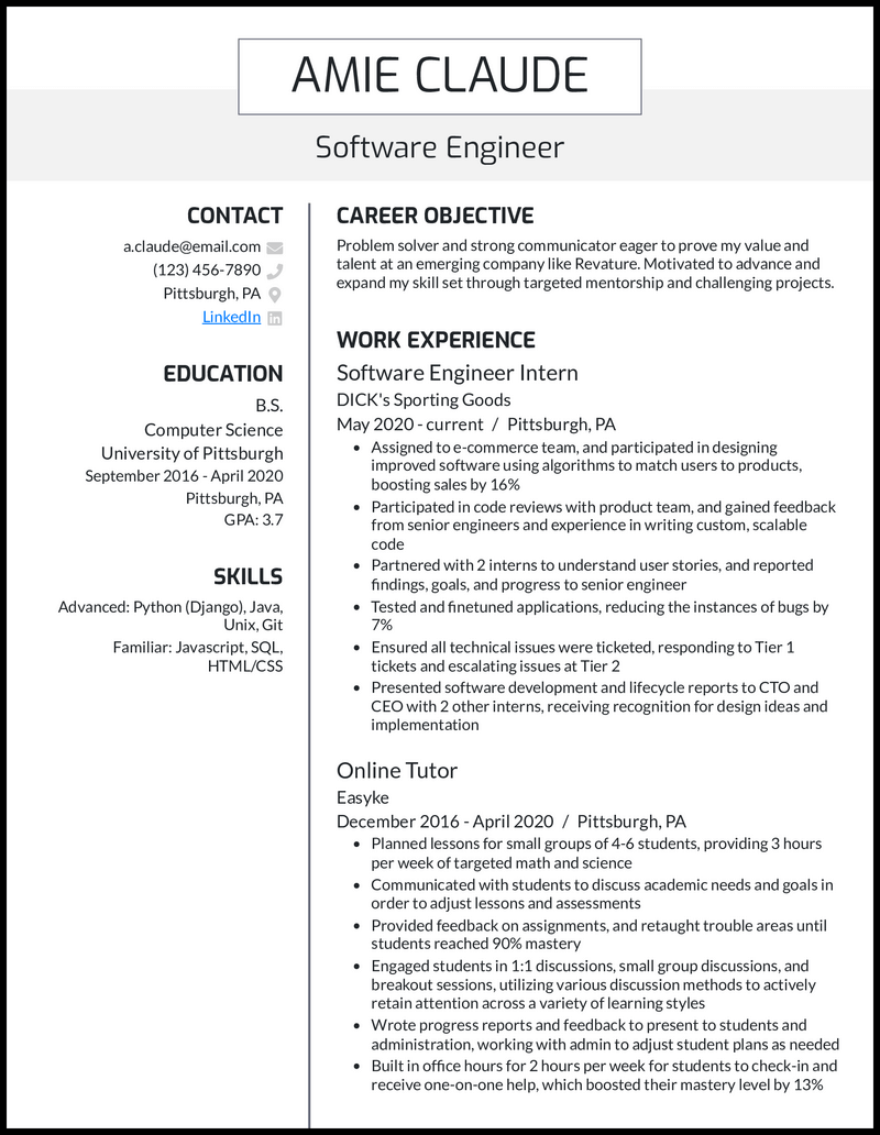 5 Entry-Level Software Engineer Resume Samples in 2024
