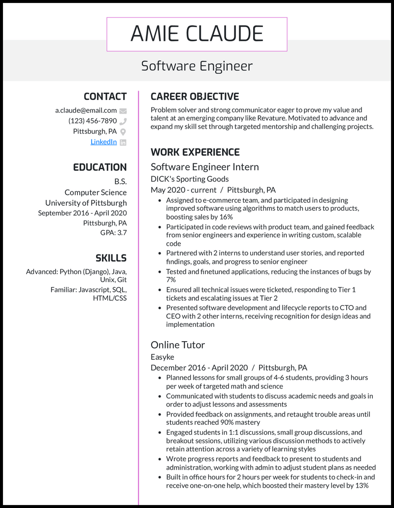 5 Entry-Level Software Engineer Resume Samples in 2024