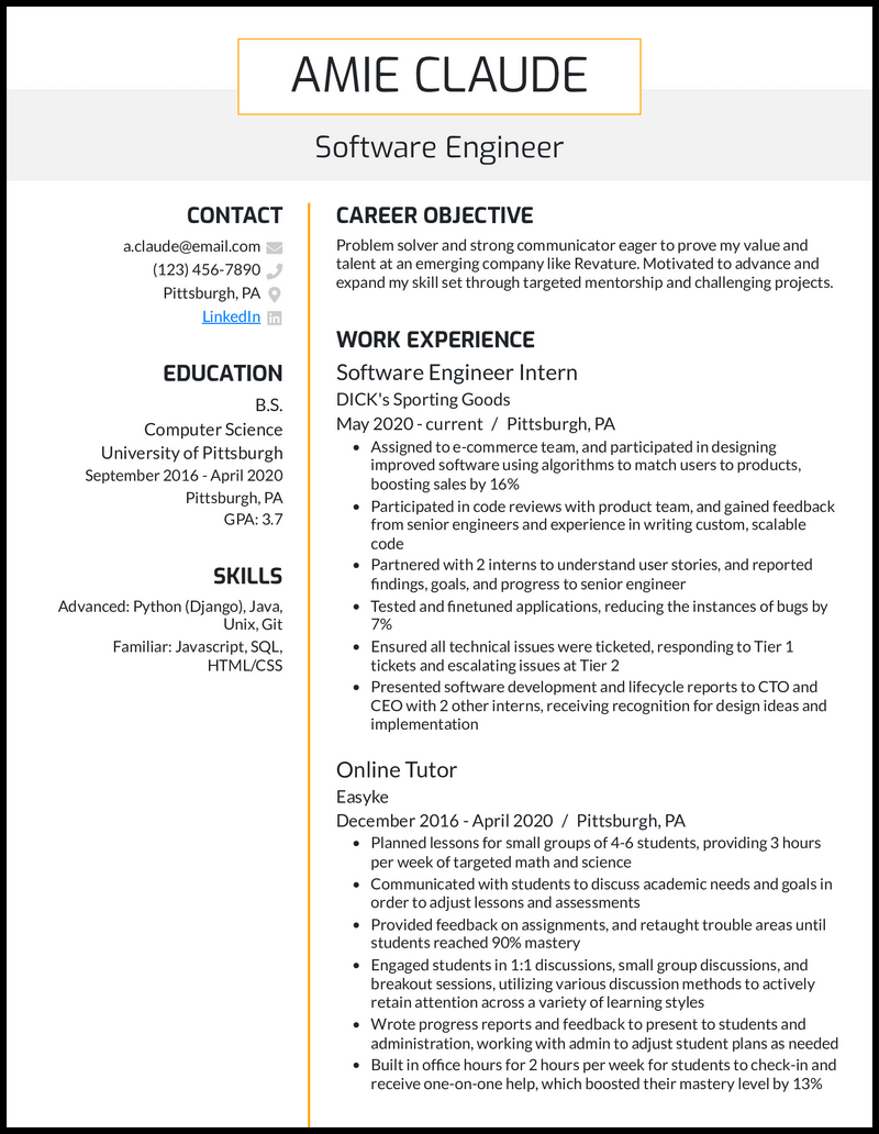 5 Entry-Level Software Engineer Resume Samples in 2024