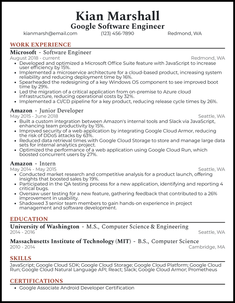 3 Google Software Engineer Resume Examples [& Templates]