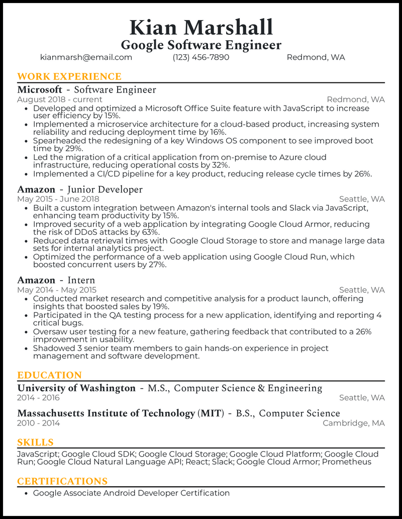 3 Google Software Engineer Resume Examples and Templates for 2025