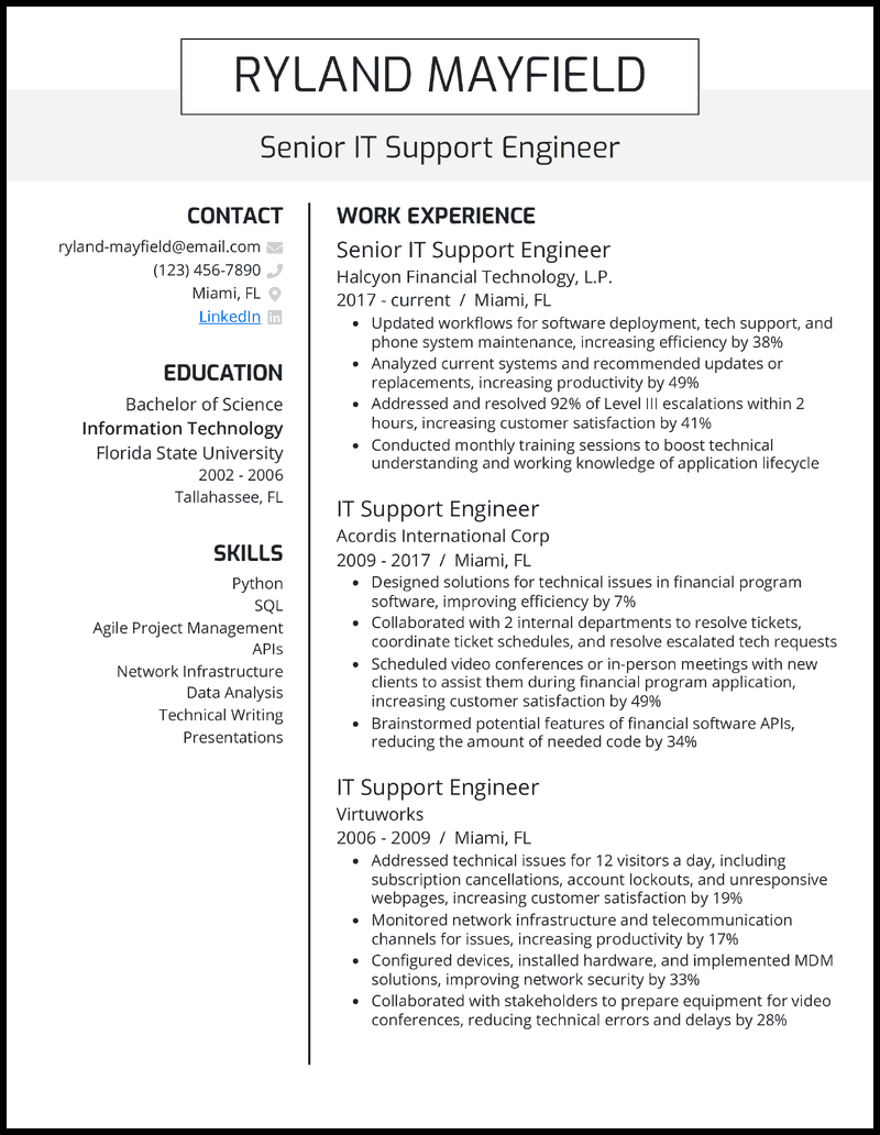 8 Best IT CV Examples & Samples for Information Technology Jobs