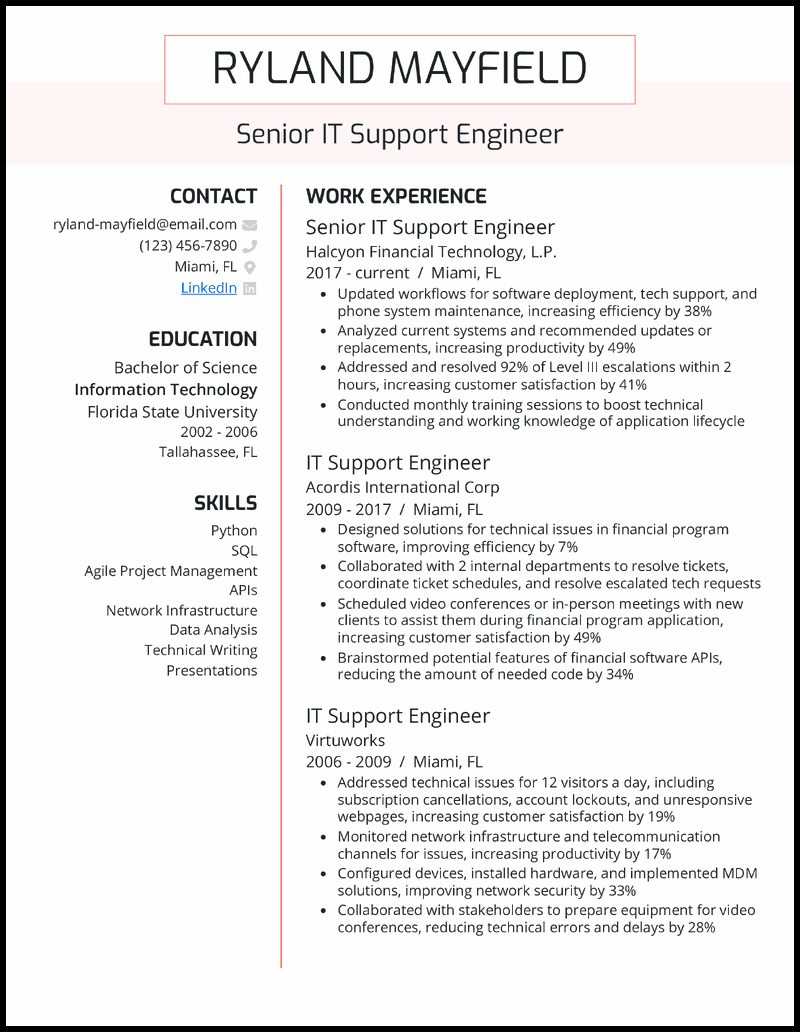 8 Best IT CV Examples & Samples for Information Technology Jobs
