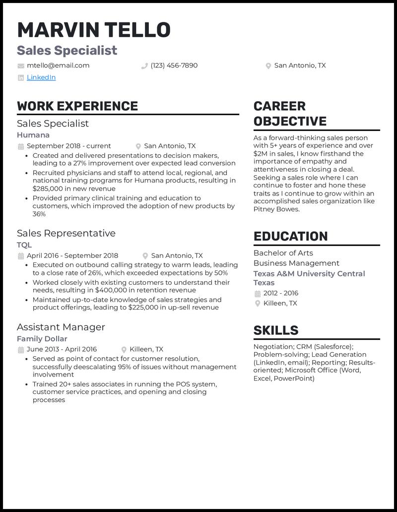 3 Outside Sales Resume Examples for 2024