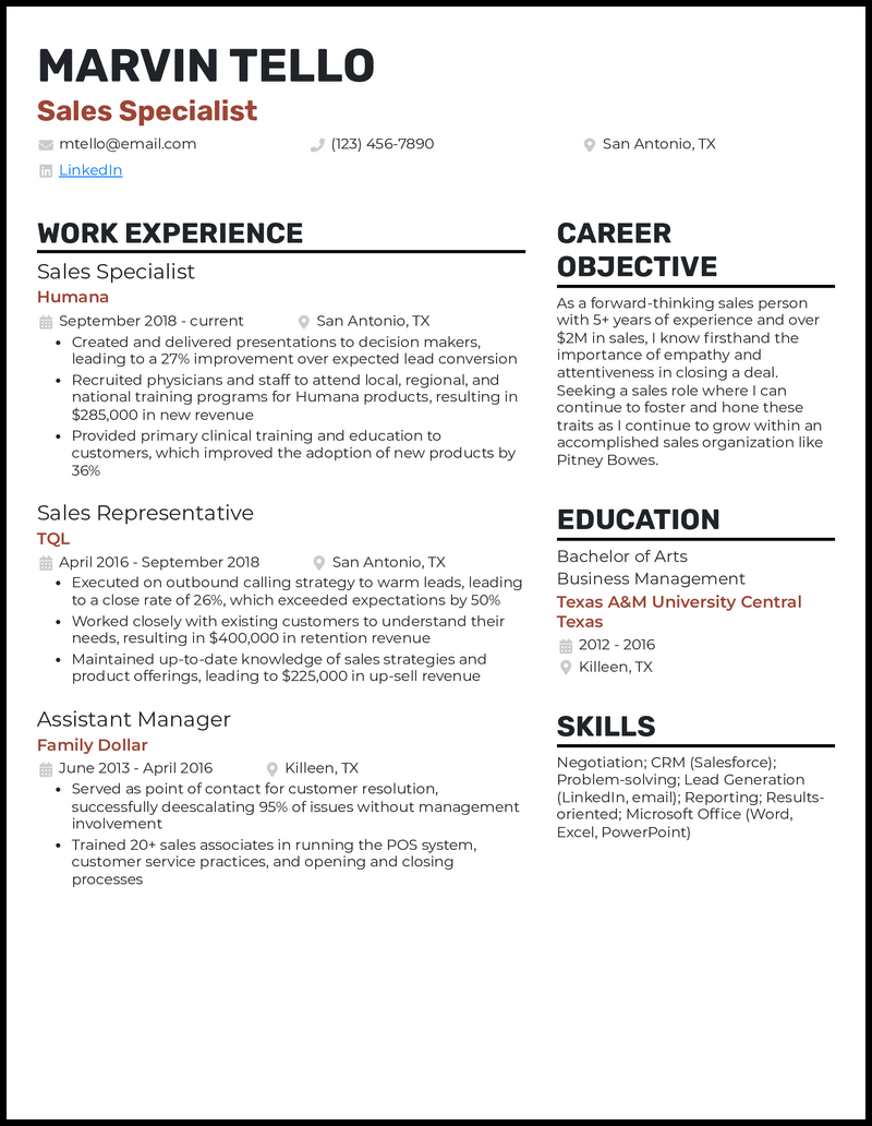 3 Outside Sales Resume Examples for 2024