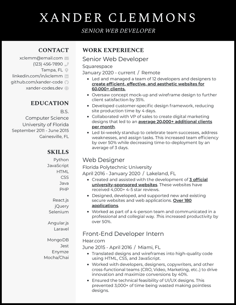 3 Senior Web Developer Resume Examples For 2025
