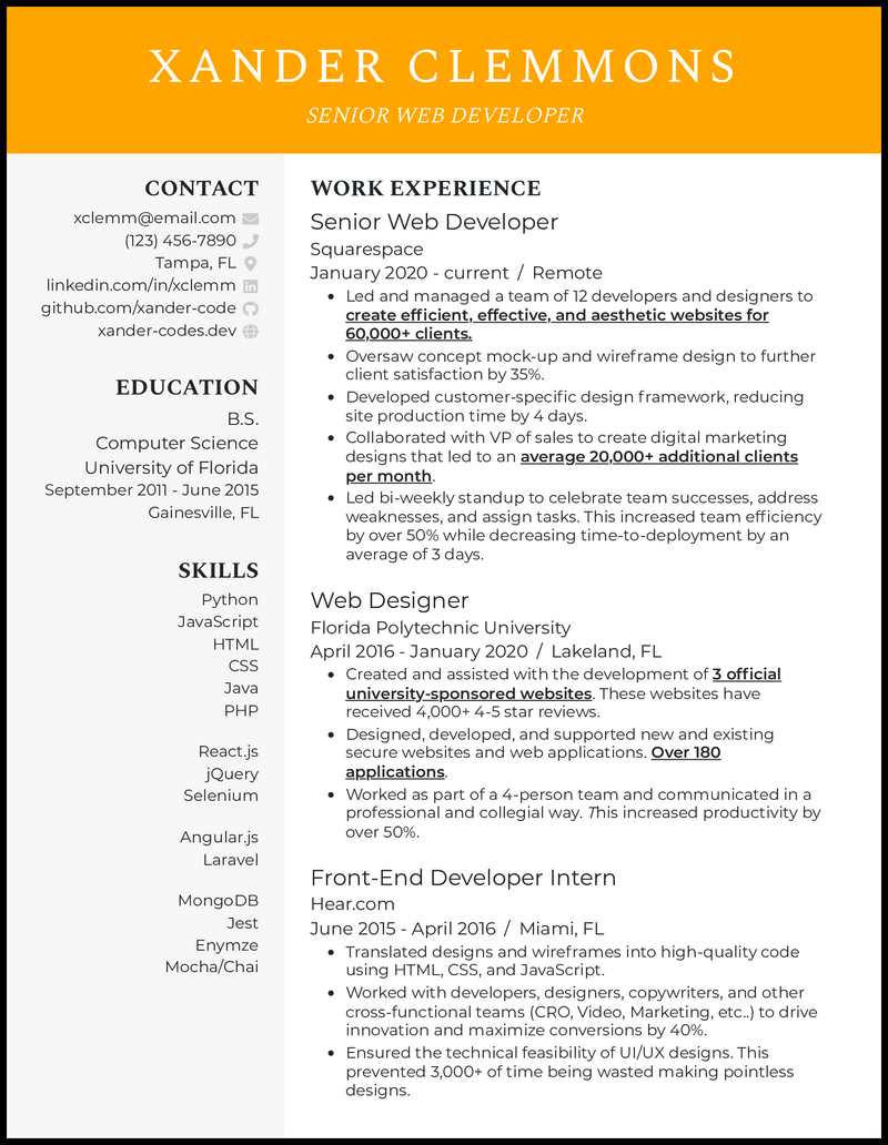 3 Senior Web Developer Resume Examples For 2025