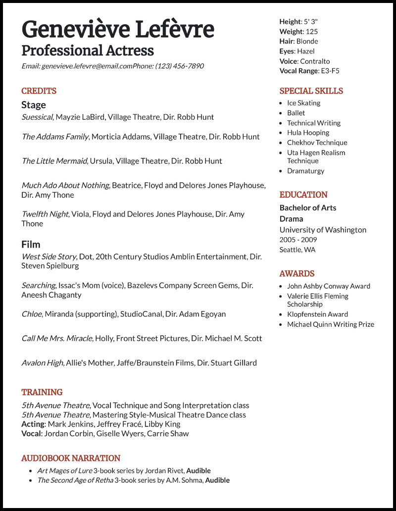 7 Theatre Resume Examples [& Templates]