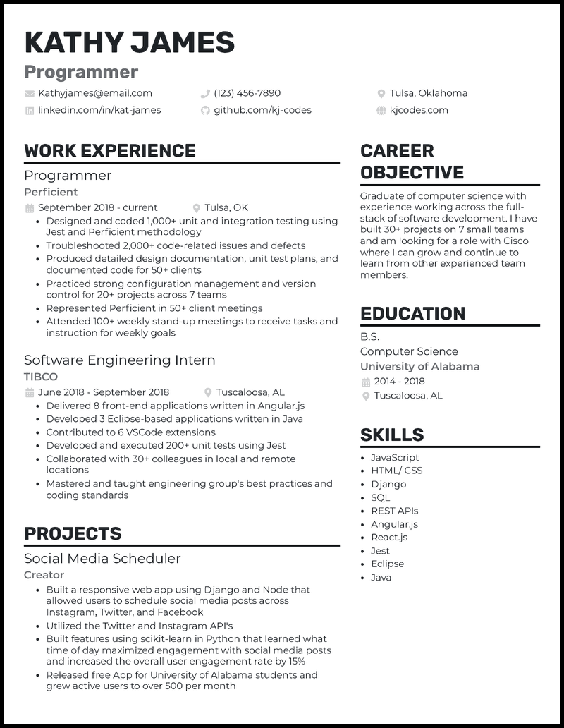 13 Programmer Resume Examples for 2025
