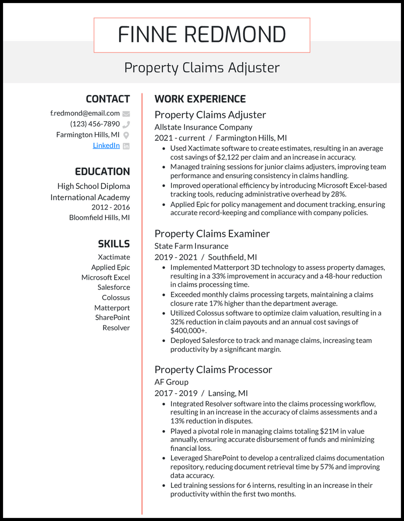 15 Claims Adjuster Resume Samples For 2026