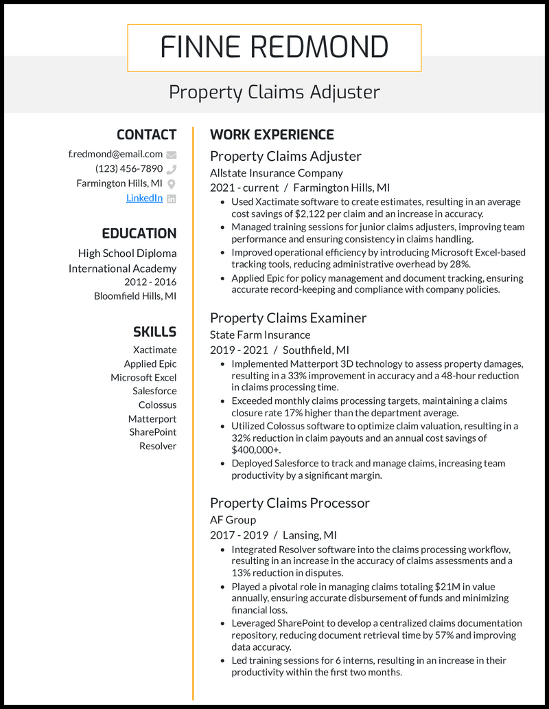 15 Claims Adjuster Resume Samples For 2025