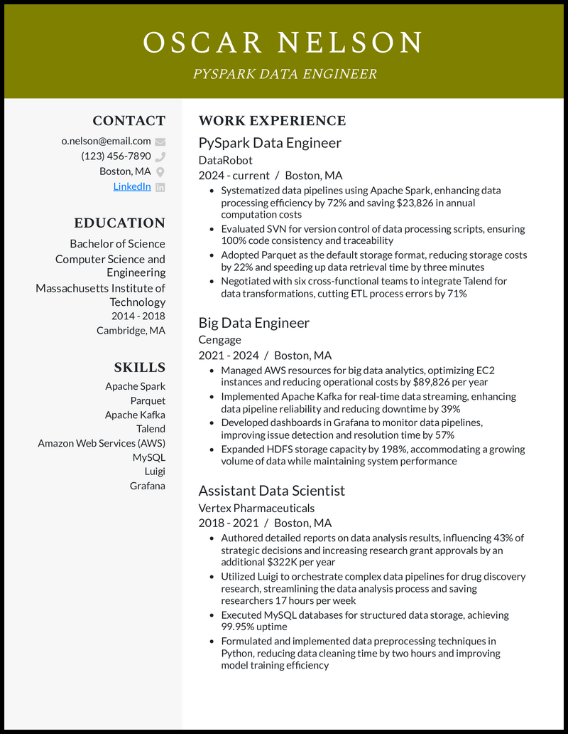 28 Data Engineer Resume Examples That Work in 2025