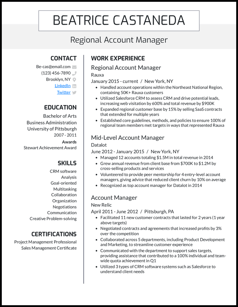21 Account Manager Resume Examples That Work in 2024