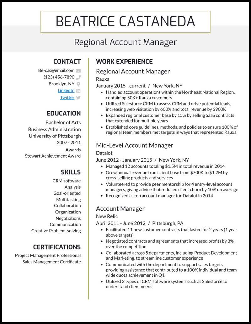 21 Account Manager Resume Examples That Work in 2024