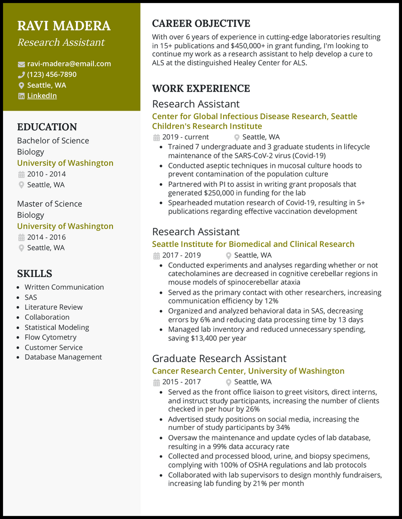 13 Real Research Assistant Resume Examples That Worked in 2025