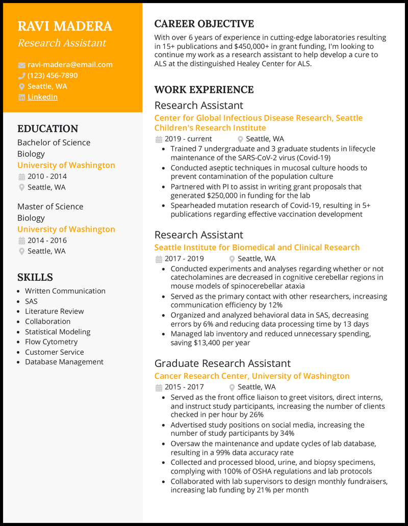 13 Real Research Assistant Resume Examples That Worked in 2025