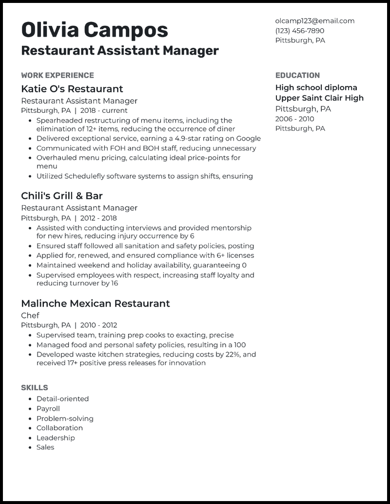 11 Assistant Manager Resume Examples for 2025