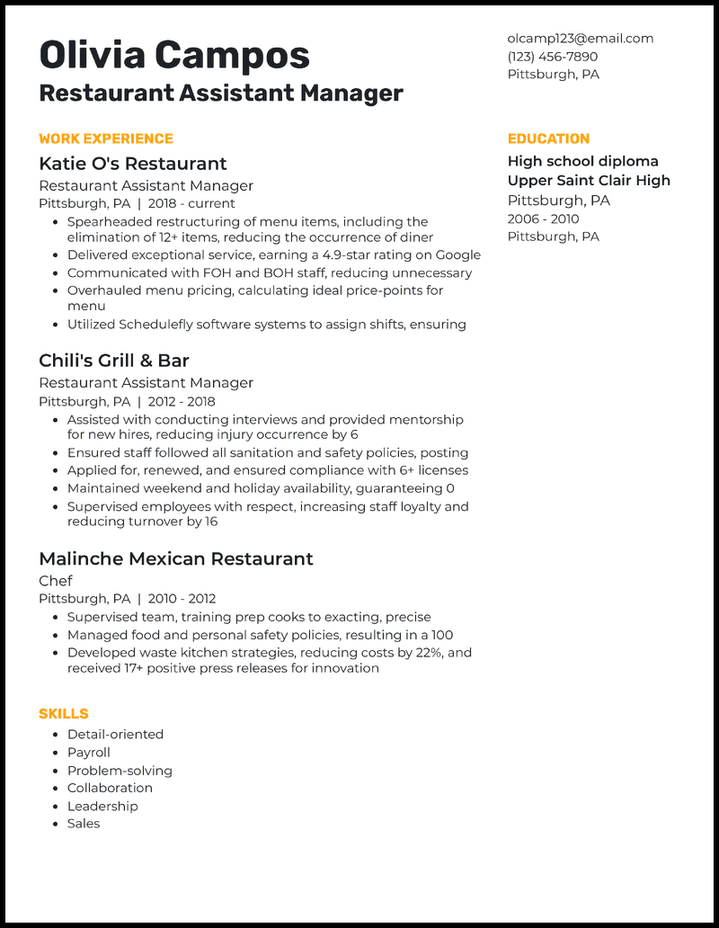 11 Assistant Manager Resume Examples for 2025