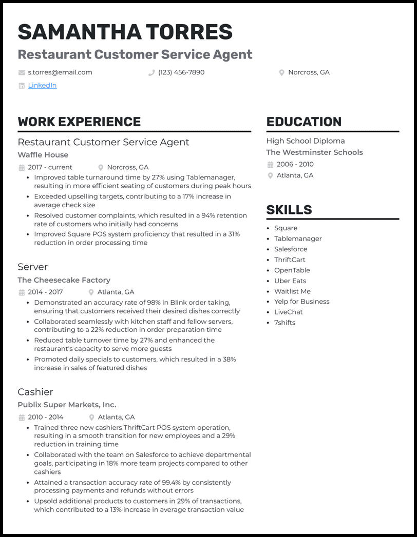 9 Restaurant Resume Examples That Worked in 2025