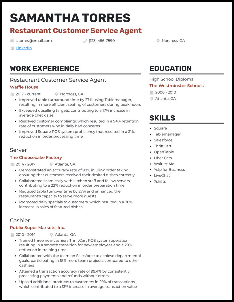9 Restaurant Resume Examples That Worked in 2025