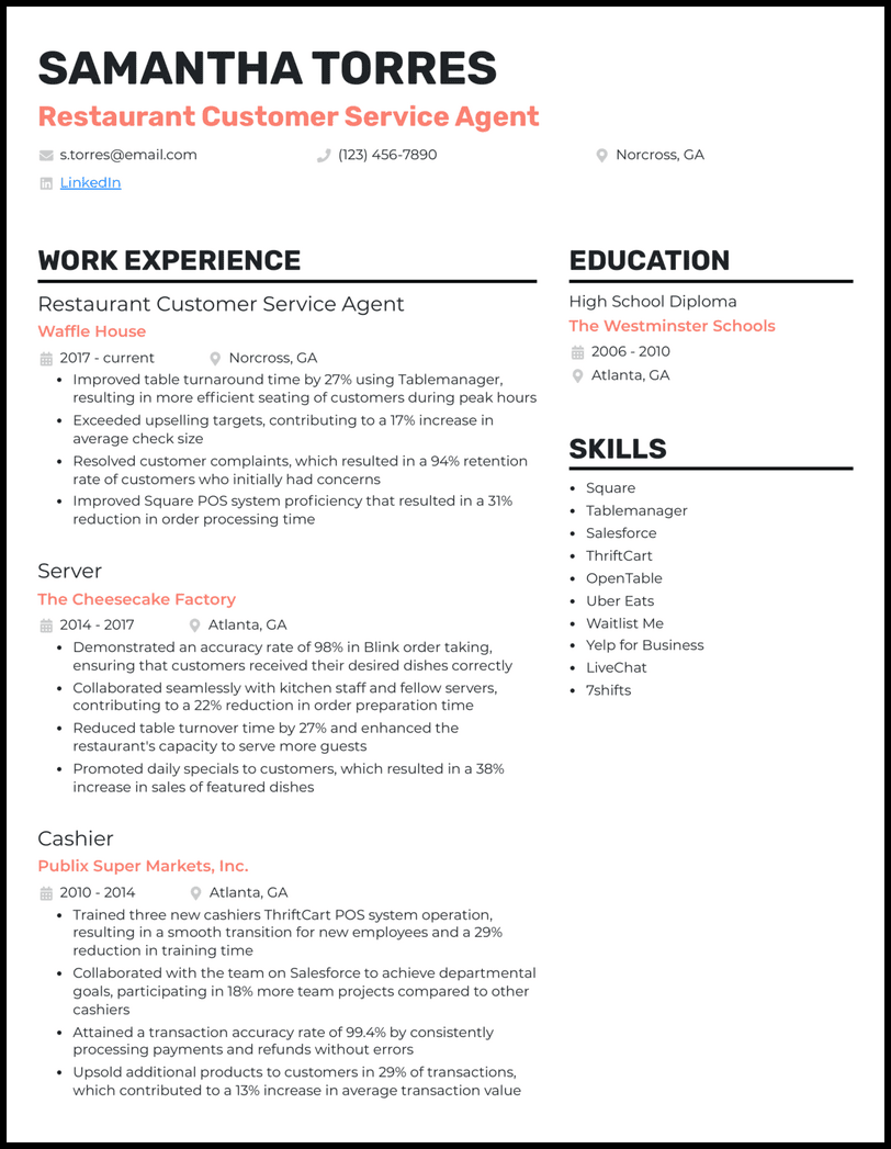 9 Restaurant Resume Examples That Worked in 2025