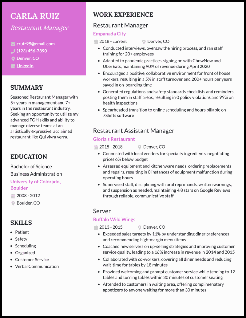 9 Real Restaurant Manager Resume Examples That Worked in 2025