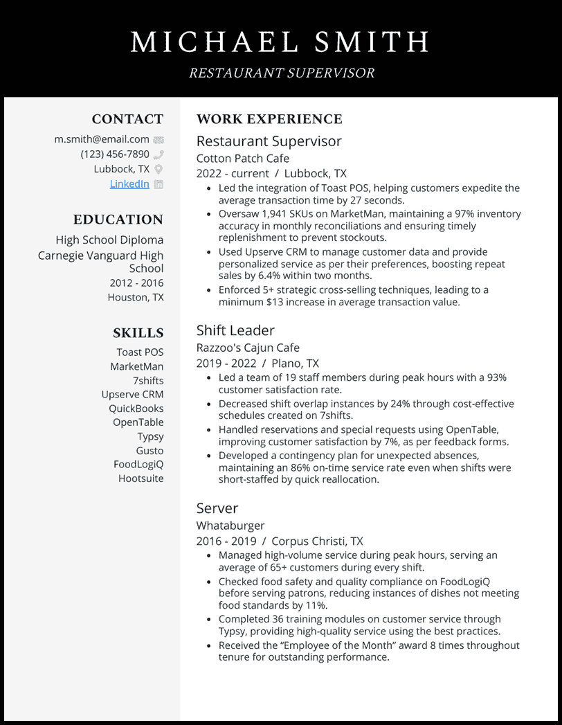 9 Restaurant Resume Examples That Worked in 2025