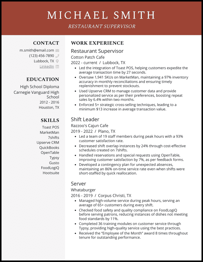 9 Restaurant Resume Examples That Worked in 2025