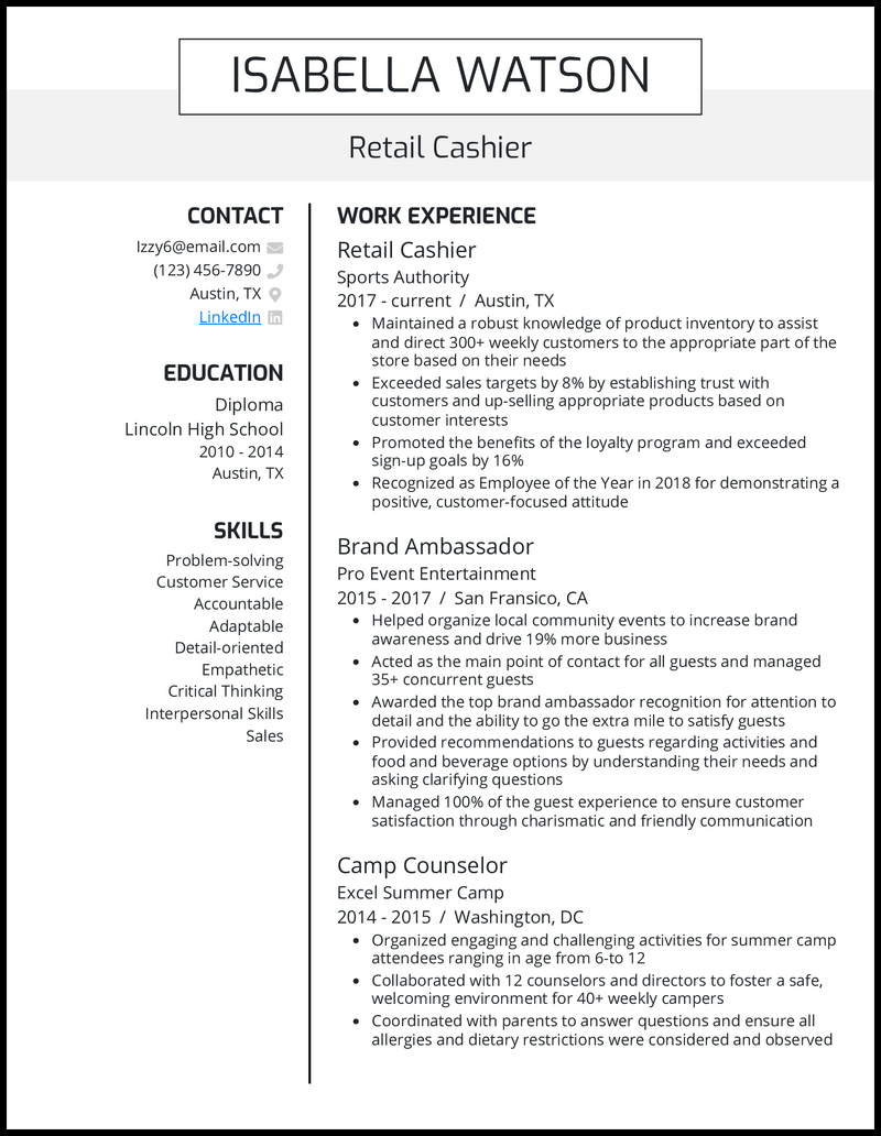 13 Cashier Resume Examples That Work in 2024