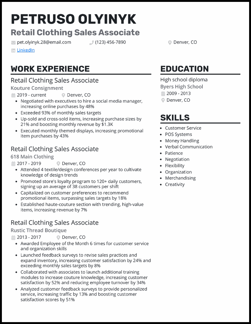 7 Retail Sales Associate Resume Examples [& Templates]