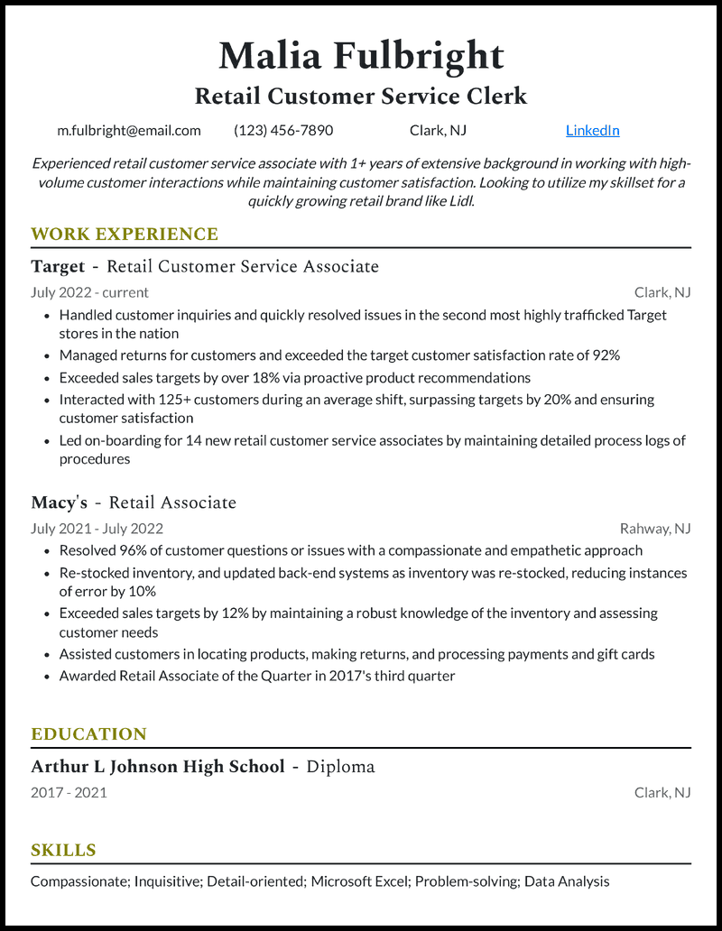 34 Customer Service Resume Examples for 2025